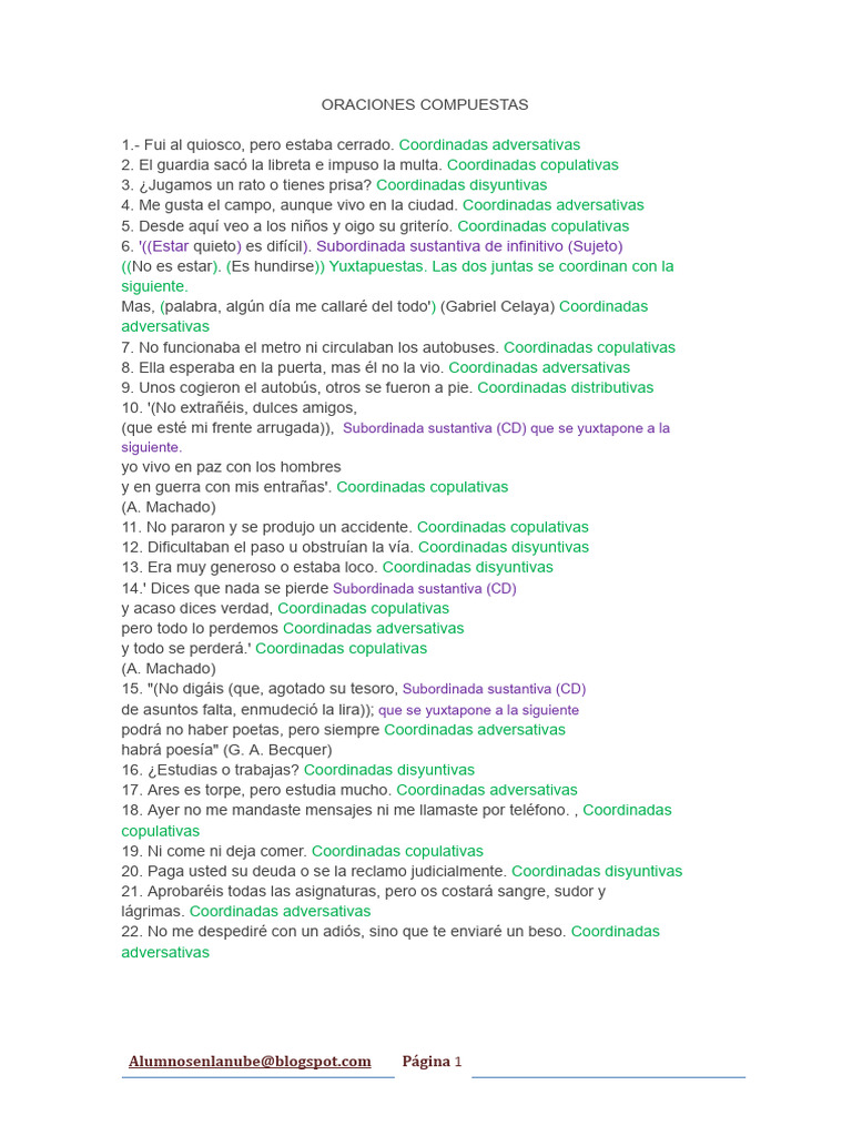 Oraciones Compuestas Solución | PDF | Sintaxis | Gramática