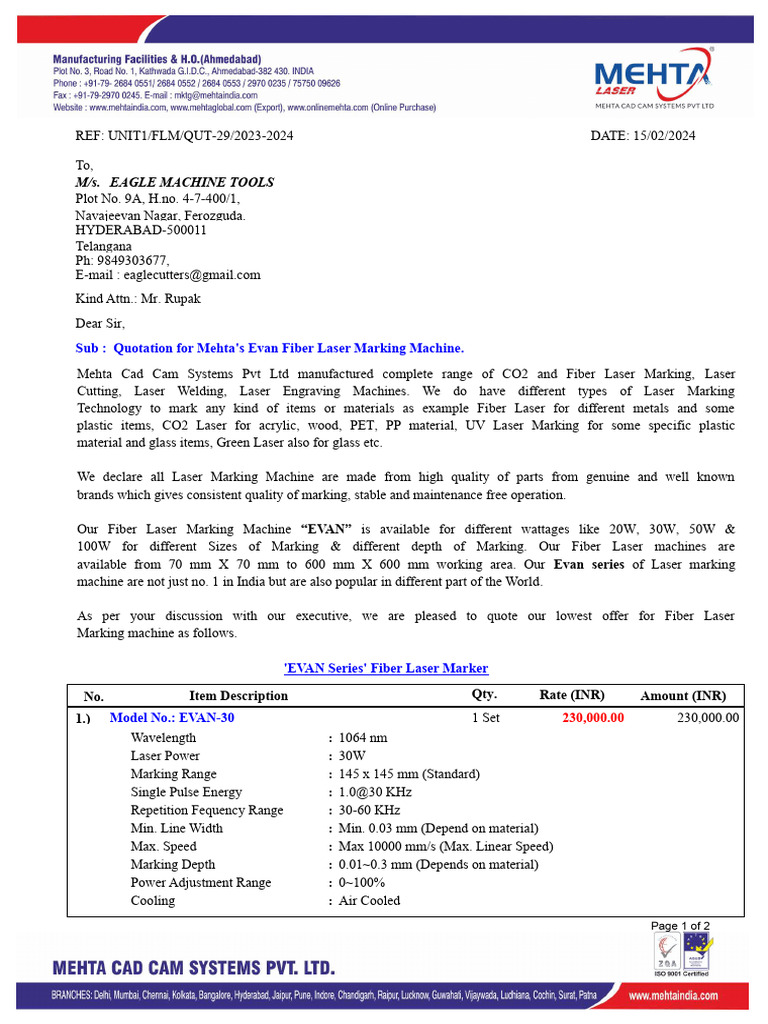 Eagle Machine Tools - Evan 30 | PDF | Laser | Mechanical Engineering