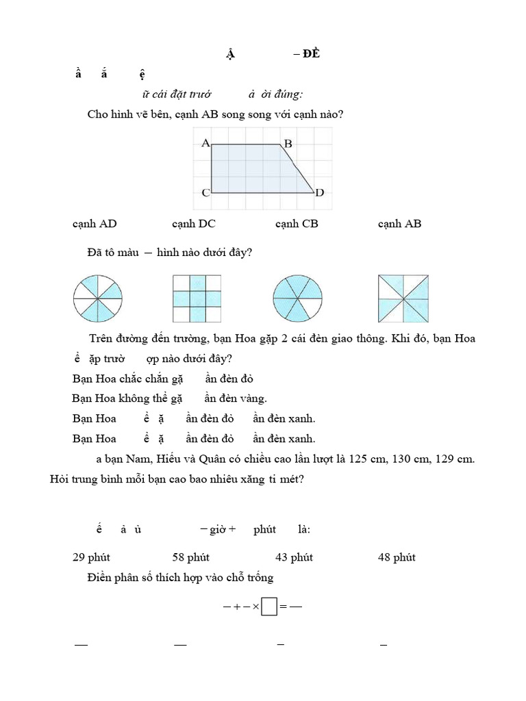 CK2 TOÁN 4 - ĐỀ 1 | PDF