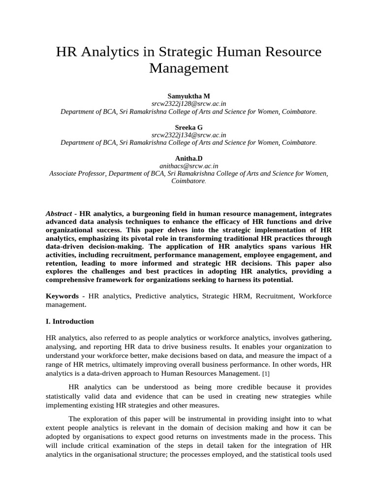 HR Analytics in Strategic Human Resource Management | PDF | Analytics | Human Resource Management