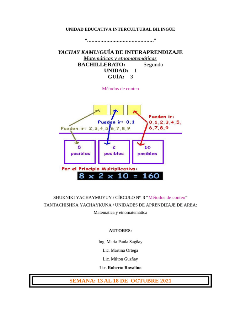GUIA CIRCULO 3MATEMATICAS 2do BGU | PDF | Permutación | Matemáticas
