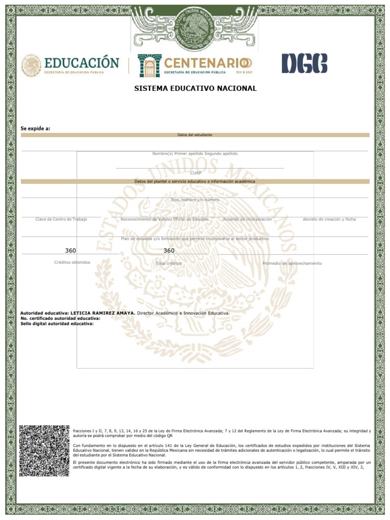 Certificado de Estudios Bachillerato CENEVAL | PDF