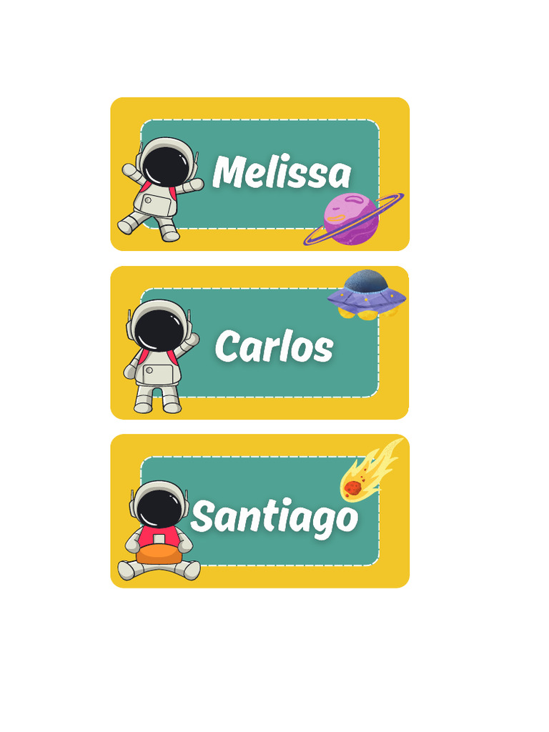 Yellow and Green Playful Cute Name Label A4 | PDF