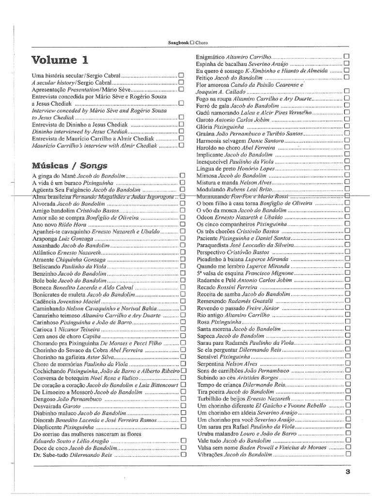 Cópia de Songbook Choro Chediak-Vol-3 (Choro) | PDF