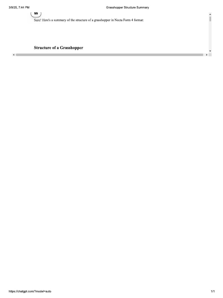 Structure of A Grasshopper | PDF