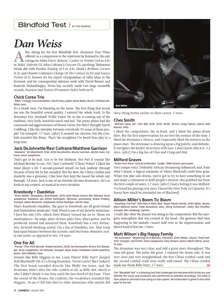 04 Dan Weiss BFT June14 | PDF | Jazz | American Jazz Musicians