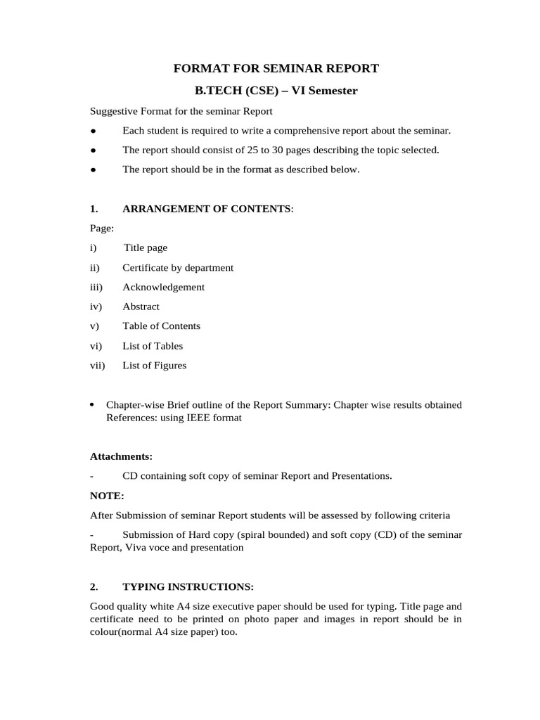Seminar Report Format-1 | PDF | Writing | Written Communication
