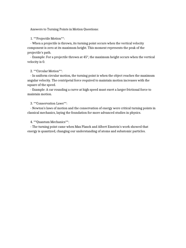 Physics_Turning_Points_Answers | PDF