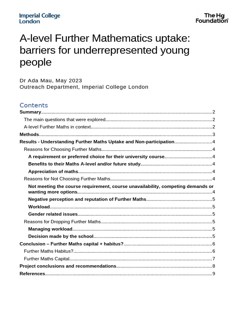 Barriers to A-Level Further Maths Access | PDF | Curriculum | Mathematics