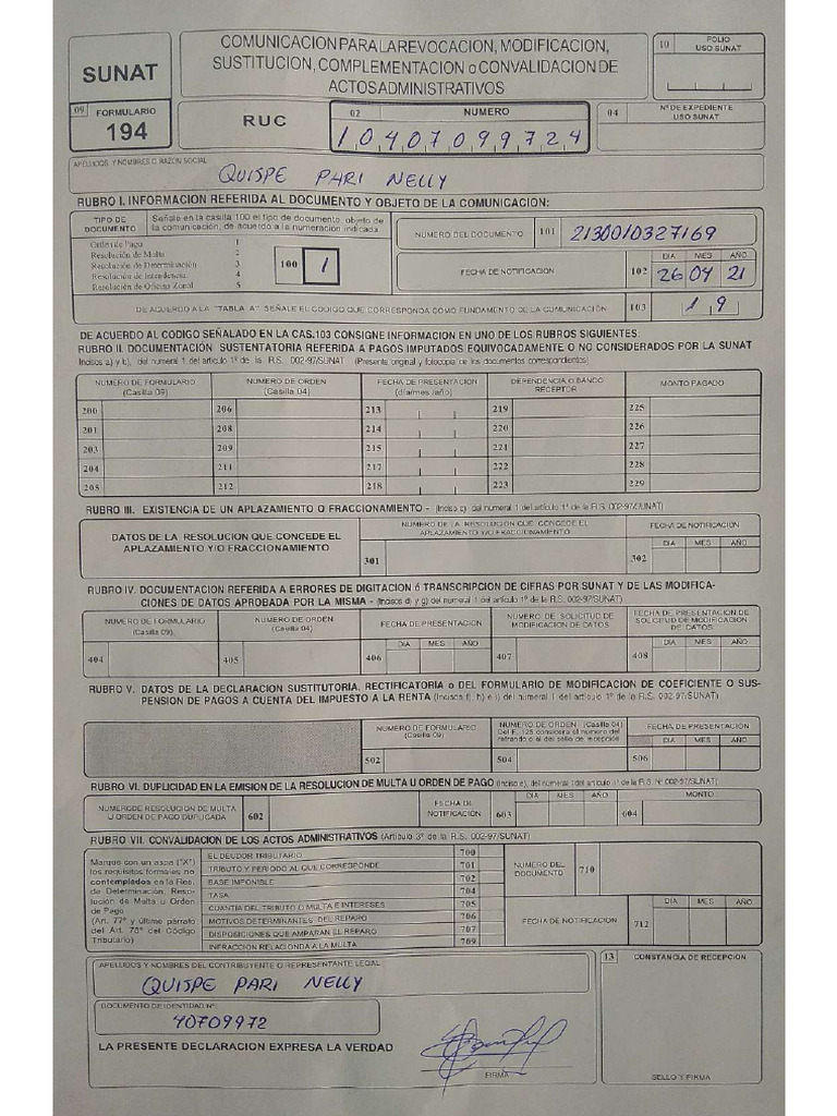Formulario 194 | PDF