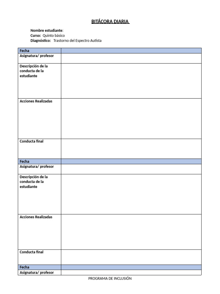 Bitácora Diaria | PDF
