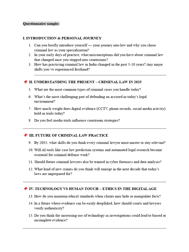 Questionnaire sample | PDF | Criminal Justice | Crime & Violence