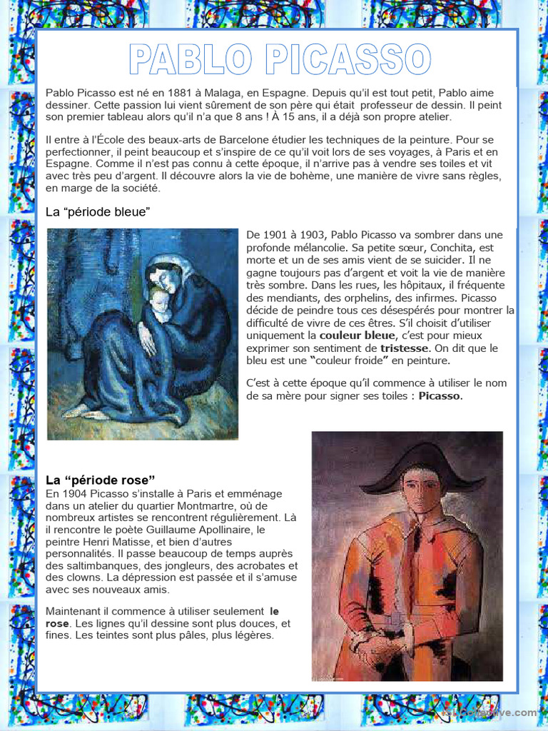 Biographie de Pablo Picasso : Périodes artistiques | PDF | Pablo ...