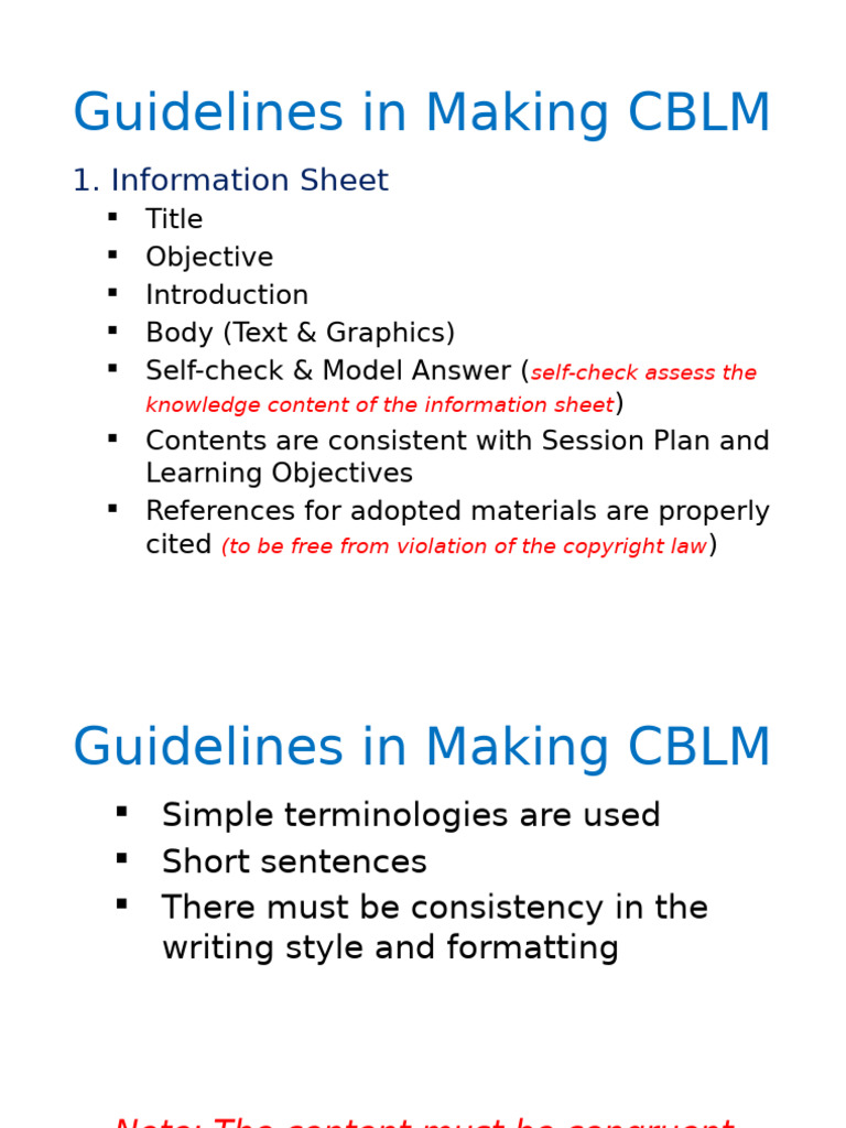 CBLM Guidelines in Making CBLM PR | PDF