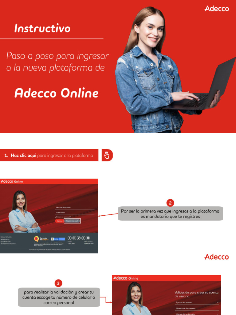Instructivo Ingreso A Plataforma Adecco Online | PDF