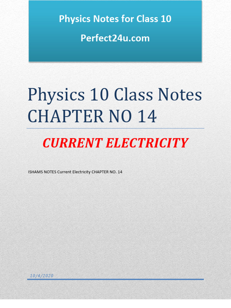 Physics 10 Class Notes CHAPTER NO 14 | PDF | Electricity | Electric Current