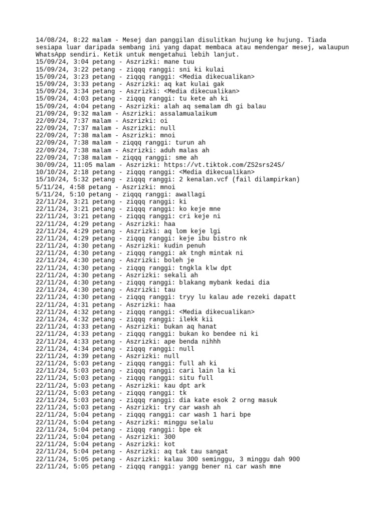 Sembang WhatsApp dengan ziqqq ranggi | PDF