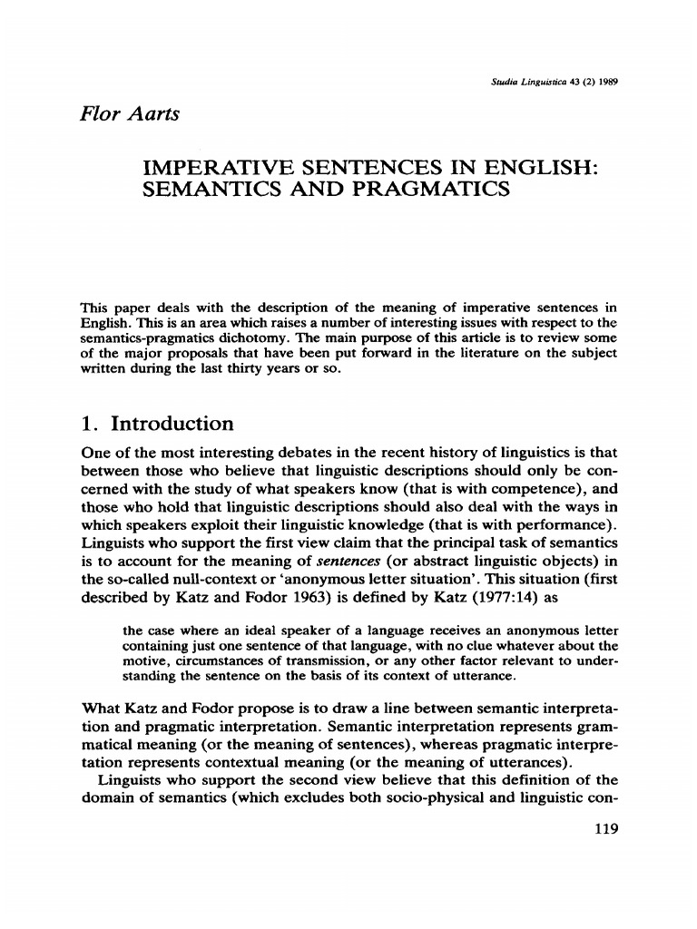 Aarts: Imperative Sentences in English: Semantics and Pragmatics | PDF | Semantics | Linguistics