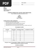 KCSE Physics Paper 1 - July 2025 | PDF | Brake | Applied And ...
