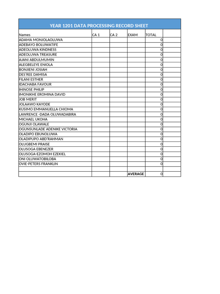 Year 1201 Data Processing Record | PDF