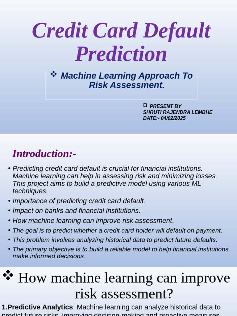 Credit Card Default Prediction PRESENTATION | PDF | Machine Learning ...