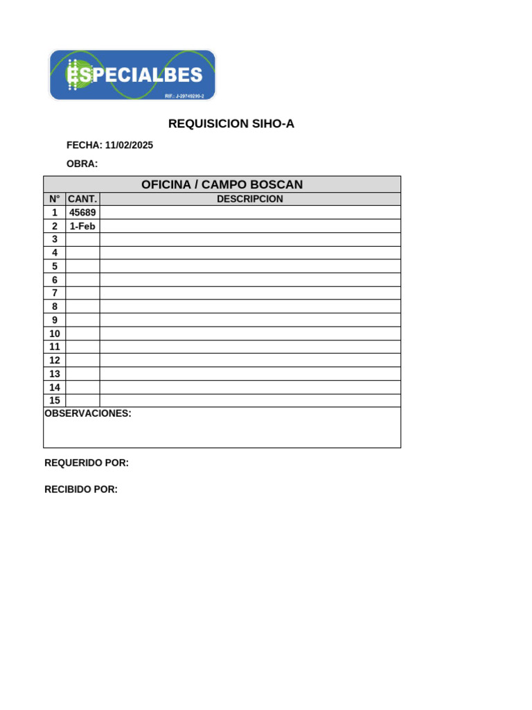 Formato de Requisiciones | PDF