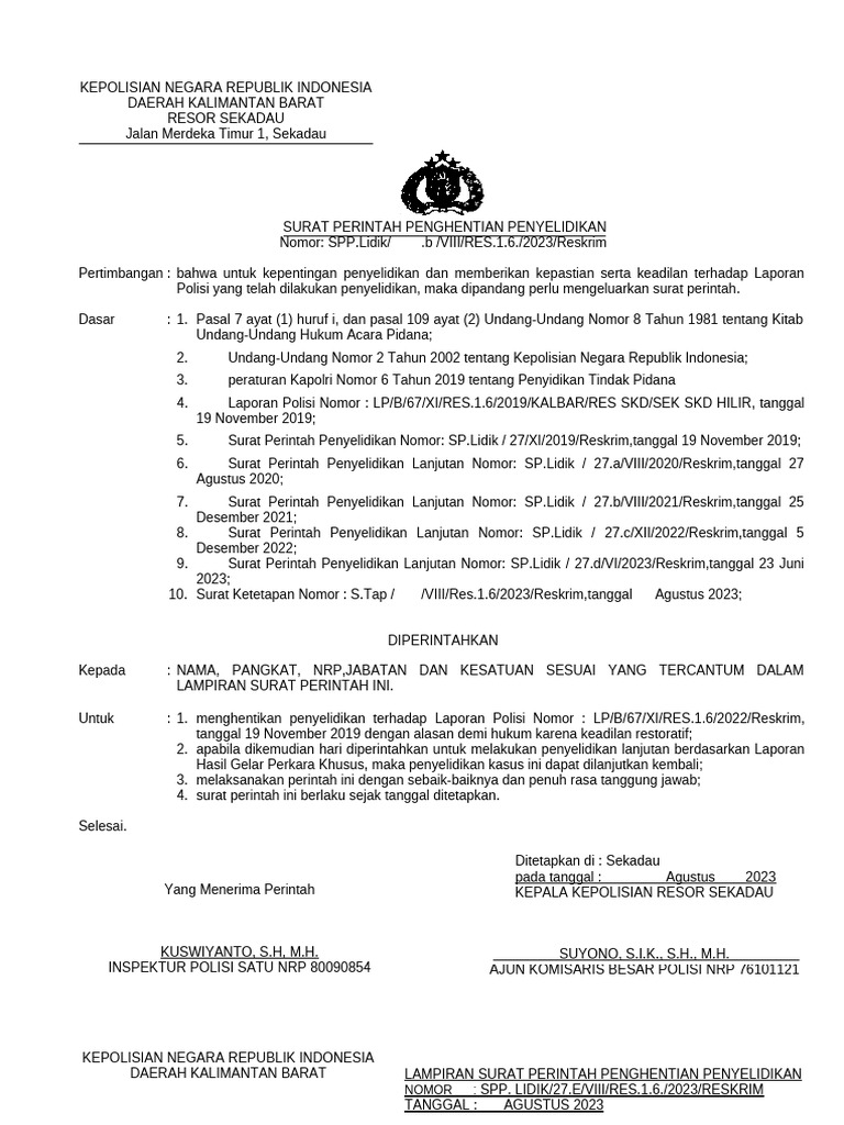 SP Henti Lidik | PDF