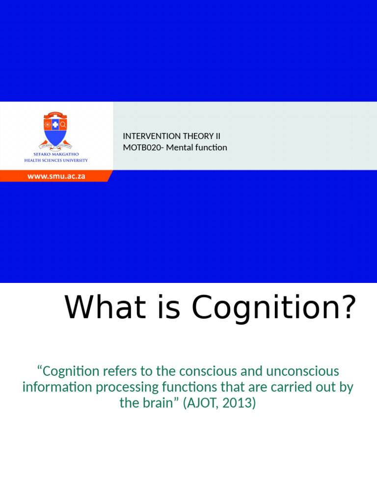 Understanding Cognitive Functions in Therapy | PDF | Attention | Memory
