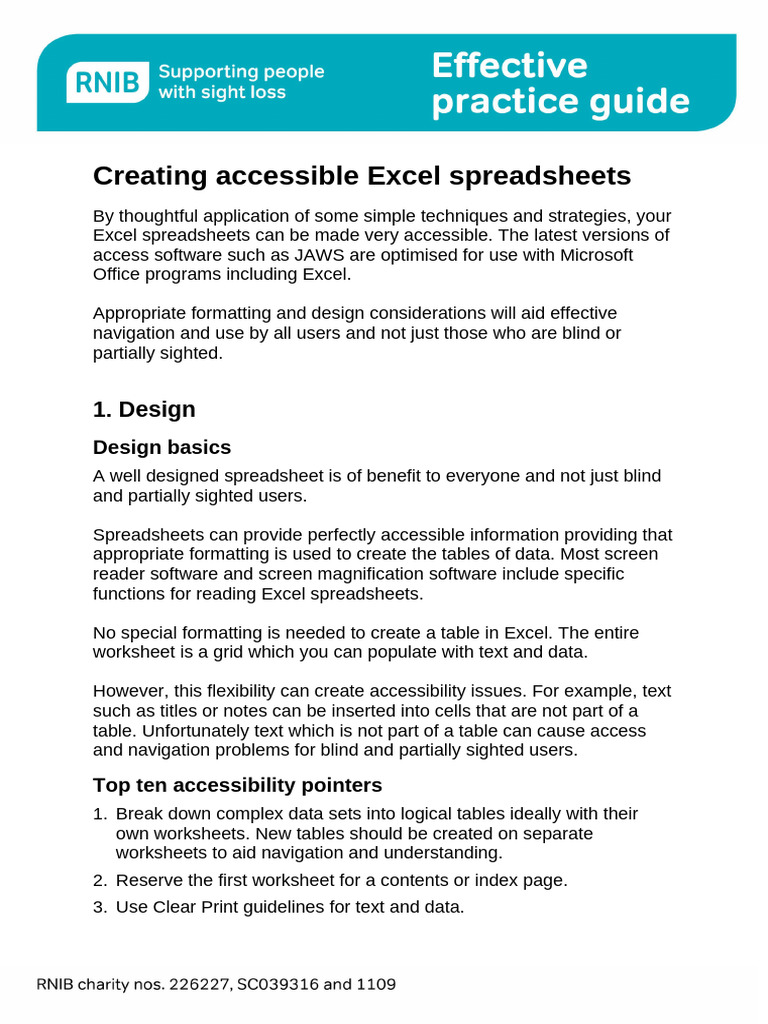 Creating Accessible Excel Spreadsheets | PDF | Spreadsheet | Microsoft Excel