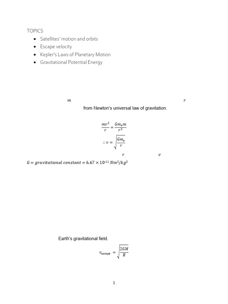 Keplers - Laws - of - Planetary - Motion - Satellite Motion - II | PDF ...