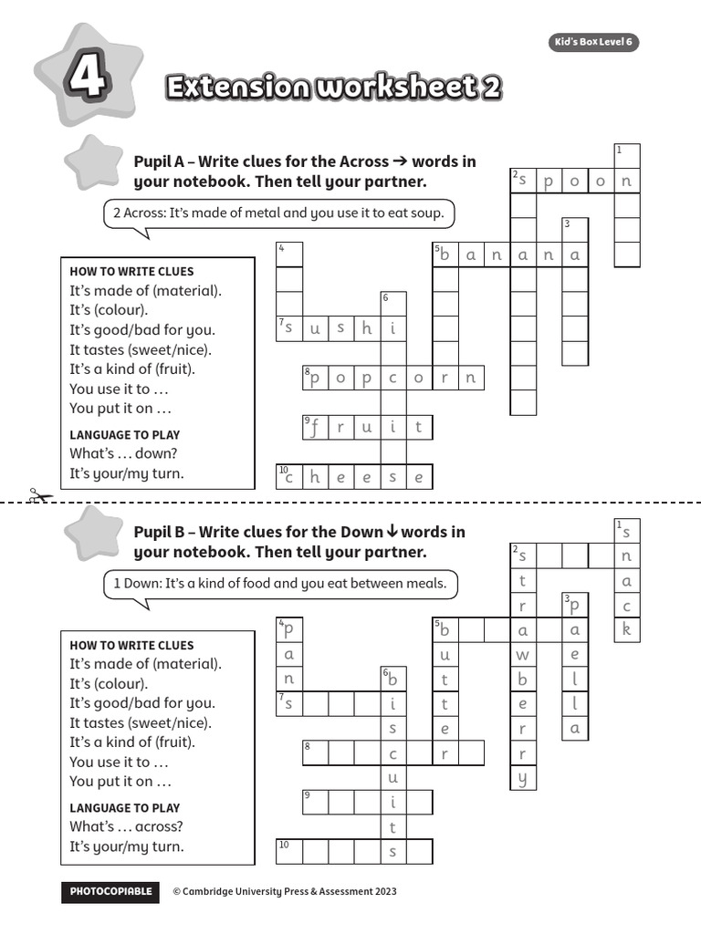 KBNGESS KidsBox Level6 Unit4 Extension Worksheet 2 | PDF | Foods | Cuisine