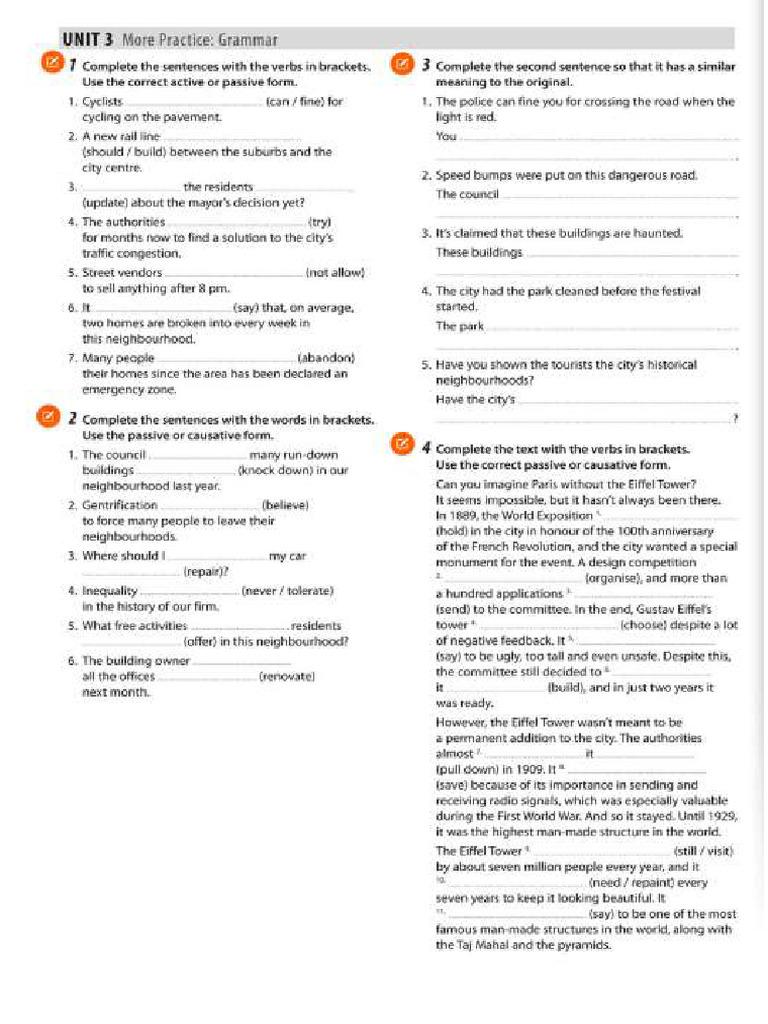 Vocabulary and Grammar Practice UNIT 3 | PDF