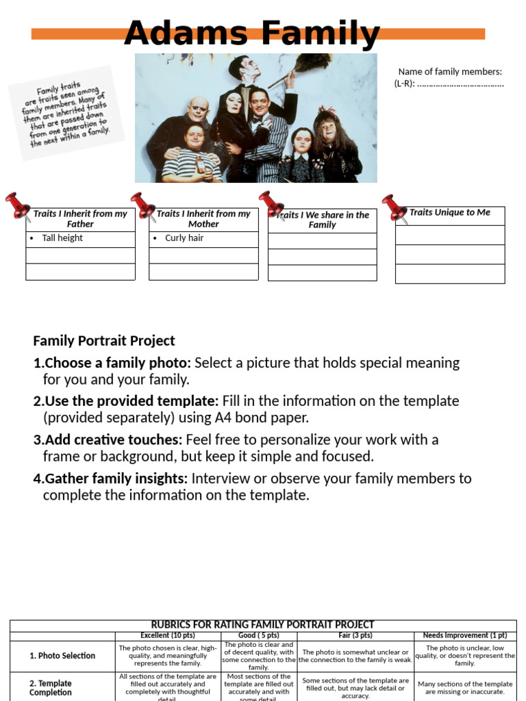 Family Traits Portrait Project Guide | PDF | Cognition | Psychology