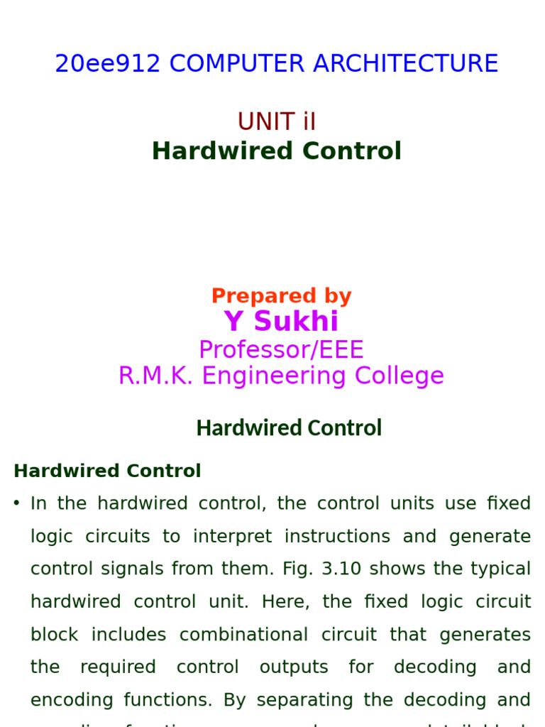 Hardwired Control Unit Overview | PDF | Central Processing Unit ...