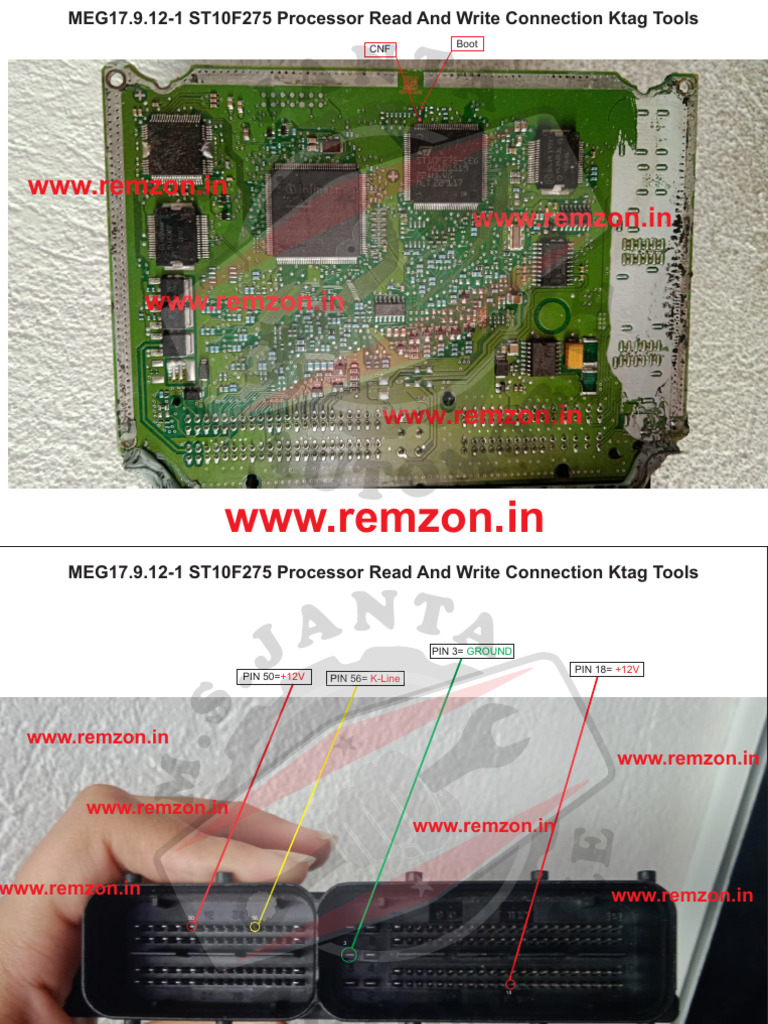 MEG17.9.12-1 ST10F275 Processor Read and Write Connection Ktag Tools | PDF