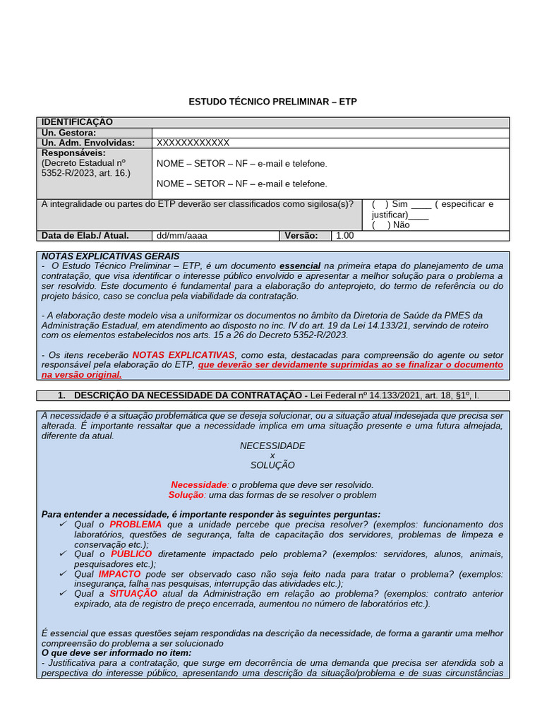 Modelo ETP | PDF | Avaliação de risco | Custo