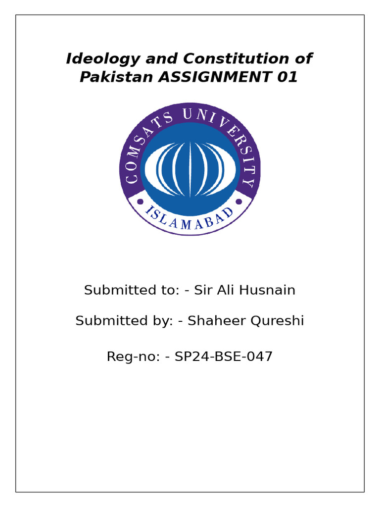 Assignment01 (SP24-BSE-047) | PDF | Muhammad Ali Jinnah | Government