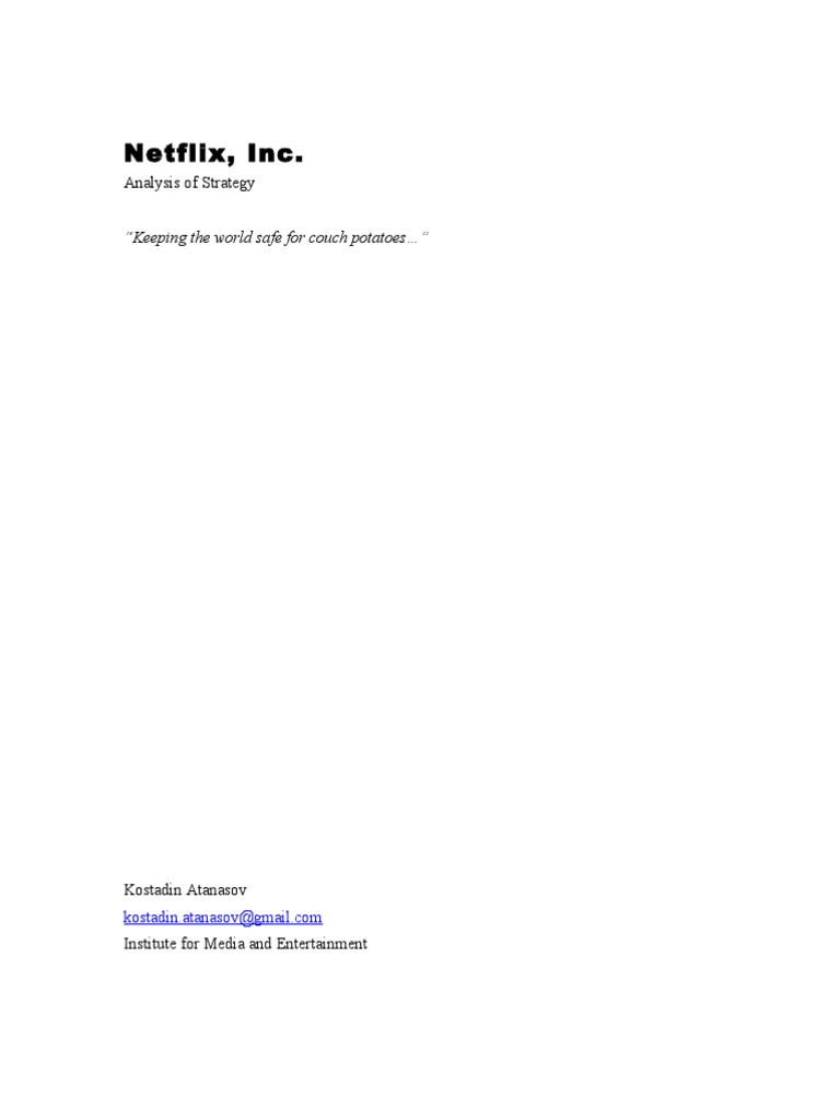 Netflix Strategy Analysis v1.0 | PDF | Netflix | Video On Demand