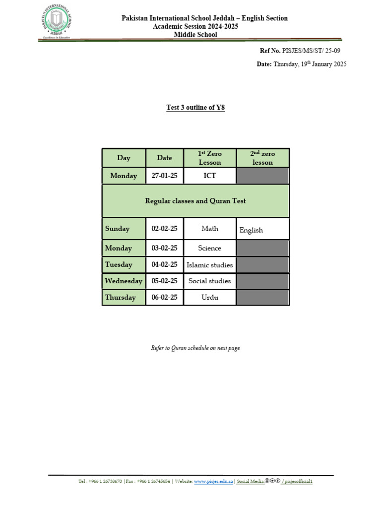 Y8 - Test 3 Outline 693834769 | PDF | Quran | Islam