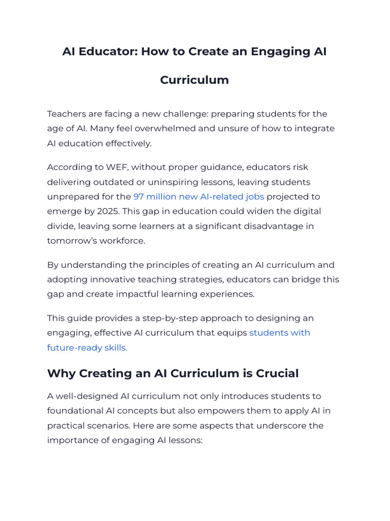 Engaging AI Curriculum for Educators | PDF | Artificial Intelligence ...