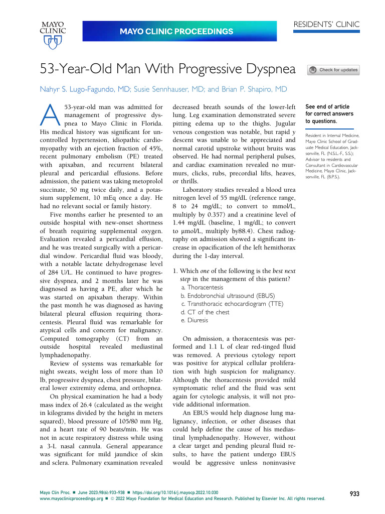 Mayo Clin Proc - 2023 - 98 - 933 | PDF | Medicine | Diseases And Disorders