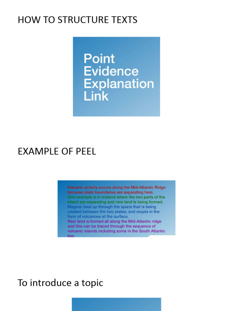Structuring Texts: PEEL Method Guide | PDF
