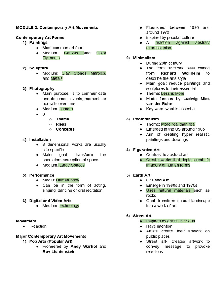 Contemporary Arts MODULE 2 | PDF | Paintings | Minimalism