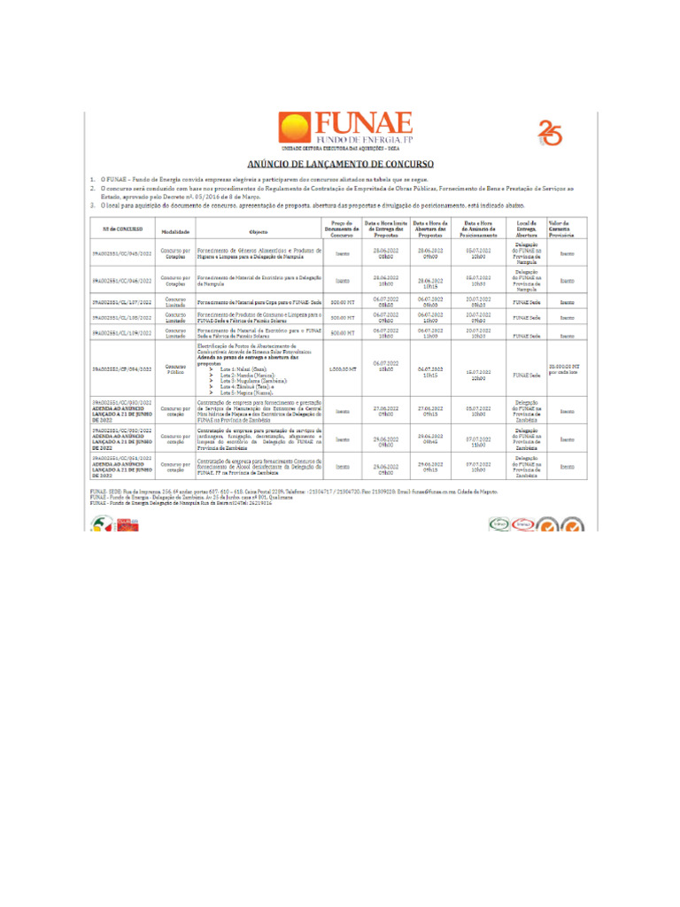 FUNAE... - Supply of Services Goods | PDF