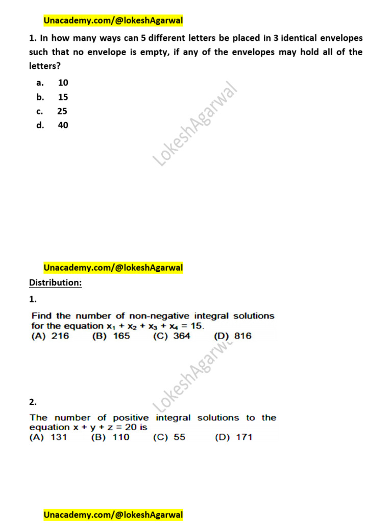 Combinatorial Distribution Problems | PDF | Stationery