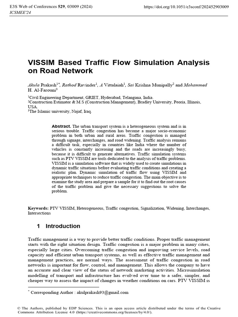 VISSIM Based Traffic Flow Simulation Analysis On R | PDF | Traffic | Simulation