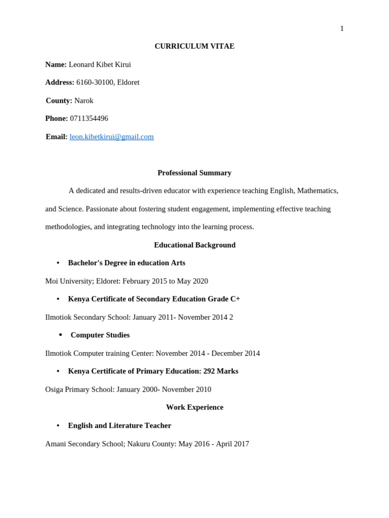 CV. Academy School | PDF