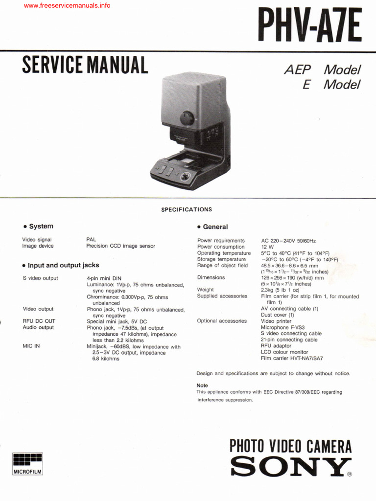 Sony PHV A7e Photo Video Camera | PDF
