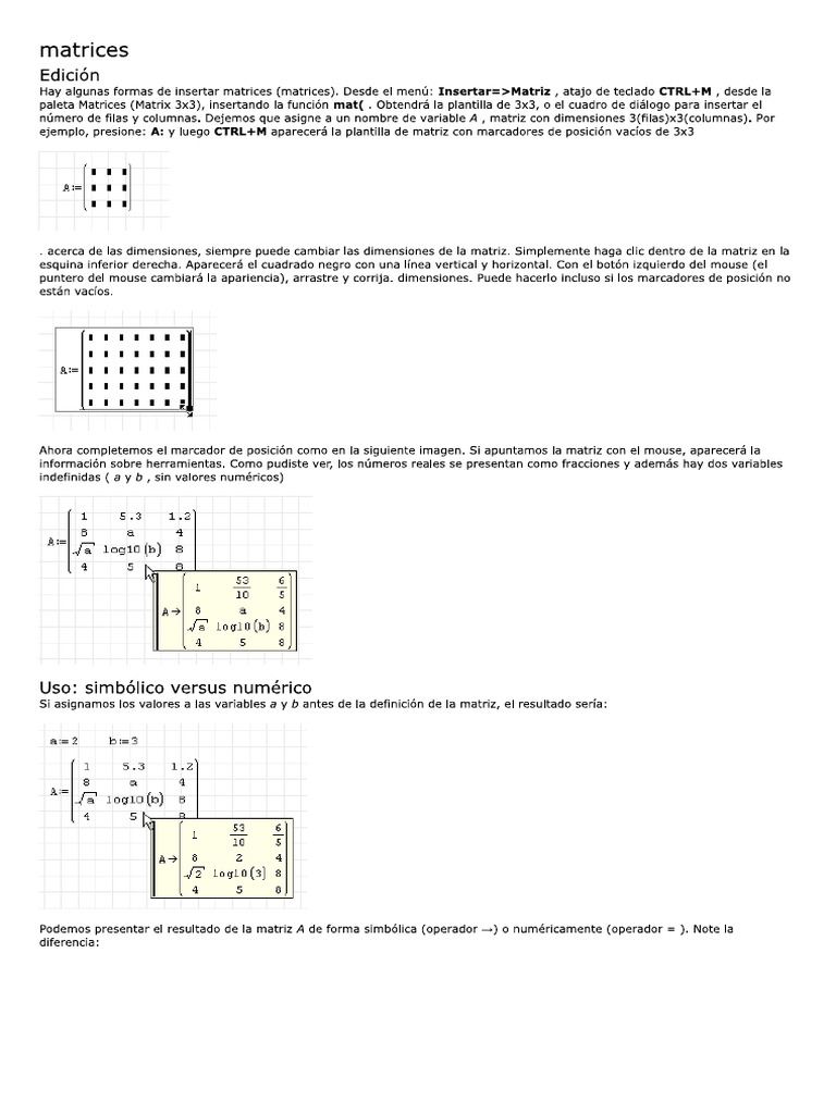 Matrices - SMath Studio Wiki | PDF