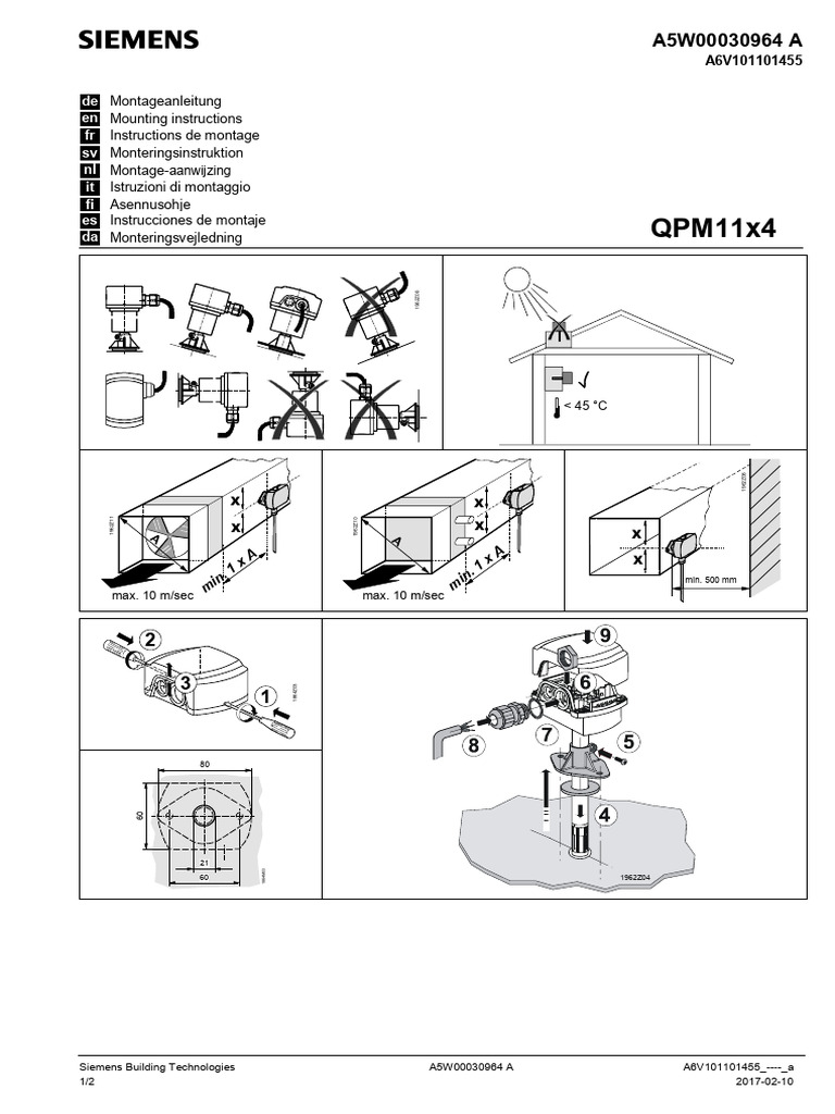QPM1104 Mounting Instruction XX de en FR It Fi Es Da NL SV | PDF ...